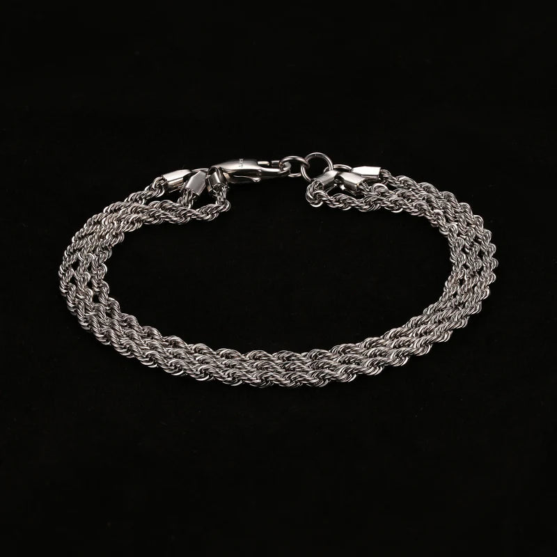 Triple Layer Silver Rope Bracelet For Men – The Silver Essence